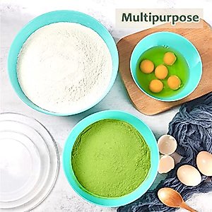 Wehome Mixing Bowls with Lids Set，Plastic Mixing Bowls for Kitchen Preparing，Serving and Storing，Set of 3-Includes 3 Bowls and 3 Lids，BPA-FREE Neat Nesting Bowls with Sealing Lids (Aqua)