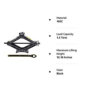 LEADBRAND Scissor Jack 1.5 Tons(3,307 lbs) Capacity Ratchet Handle Saving Strength Design