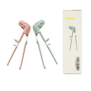 AFzuyanpr Kids Chopsticks Chopsticks for Kids 2Pairs Dinosaur Training Chopsticks with Anti-slip Tips Carton Packaging (Green/Pink)