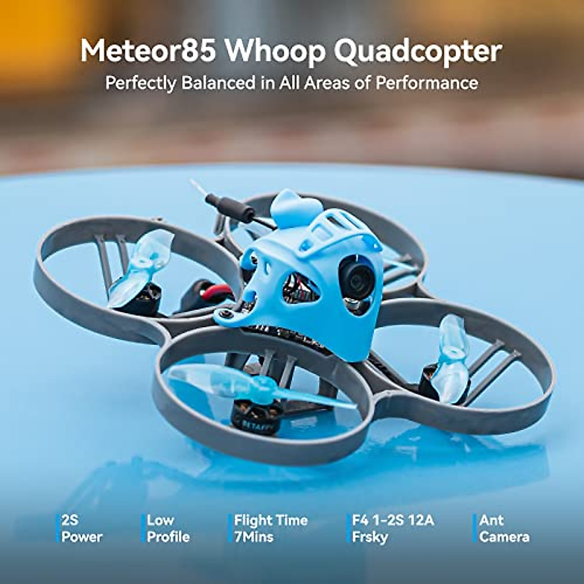 BETAFPV Meteor85 2S Brushless Whoop Drone Quadcopter for FPV Freestyle Flight Indoor Outdoor Fly Up to 7 Minutes with F4 1S 12A AIO Flight Controller 1103 11000KV Motor 2015 2-Blade Propeller-Frsky