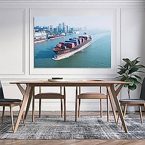 Posters Room Poster Aesthetic Container Cargo Ship Art Poster Harbor Terminal Landscape Poster Canvas Painting Posters And Prints Wall Art Pictures for Living Room Bedroom Decor 08x12inch(20x30cm) Un