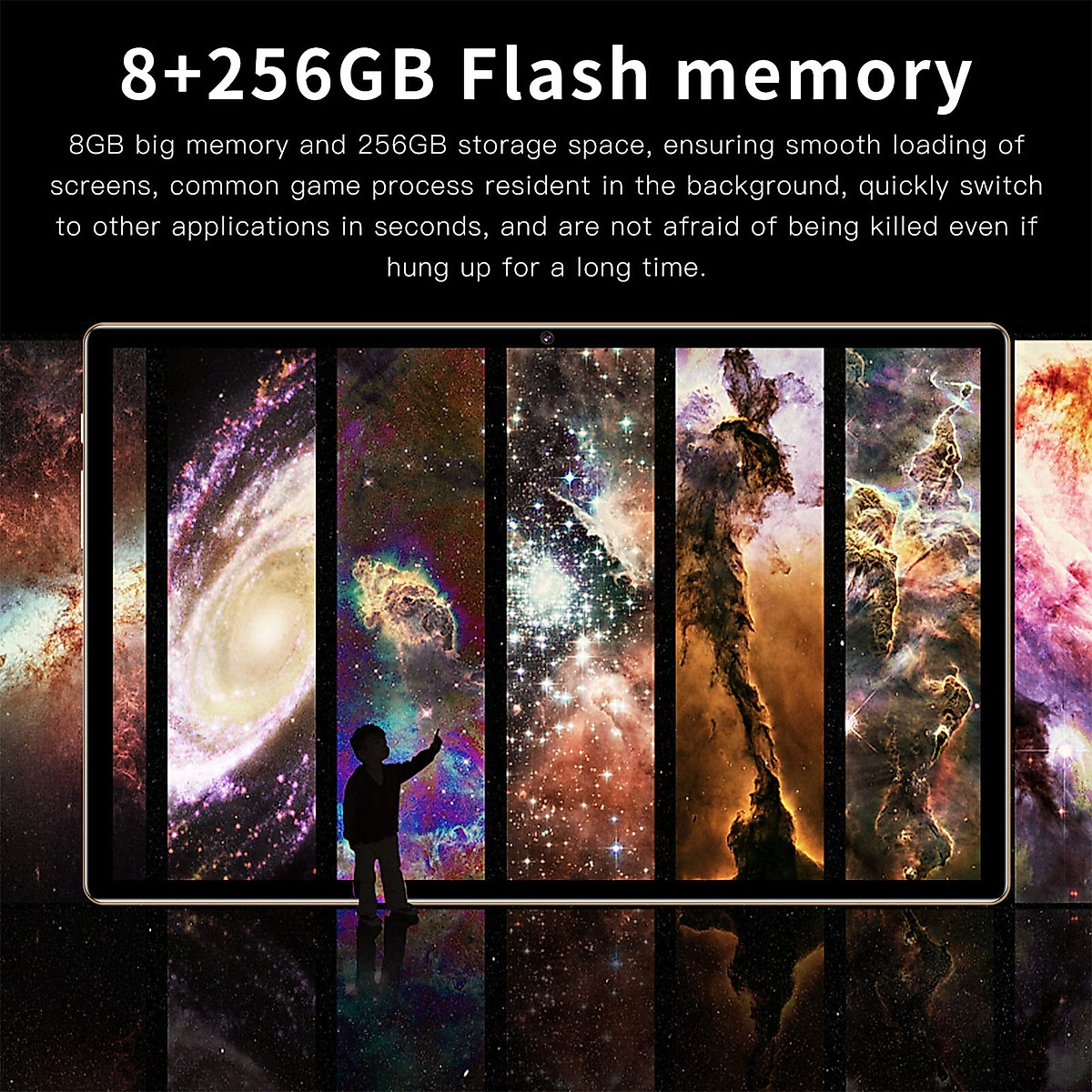 Jopwkuin HD Tablet, 2 Card Slots 10.1 Inch FHD Gaming Tablet Octa Core CPU for Travel (US Plug)