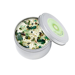 Heart Chakra Candle by New Moon Beginnings - Chakra Candles - Dried Flower, Herb, & Crystal Candles - Aromatherapy Candles - Soy Candle - 8oz Tin