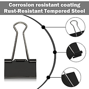 2 Inch Extra Large Binder Clips 48 Pack, Jumbo Paper Clips, Big Paper Clamps, Binder Clips Large Size for Home, School and Office Supplies