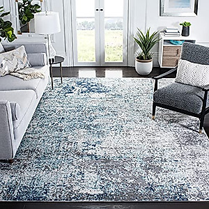 SAFAVIEH Aston Collection 8' x 10' Light Blue/Grey ASN705M Modern Abstract Non-Shedding Living Room Bedroom Dining Home Office Area Rug