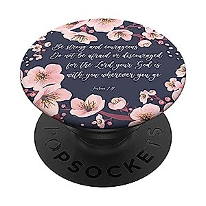 Joshua 1 9 Christian Bible Verse Pink Blue Scripture Quote PopSockets Swappable PopGrip
