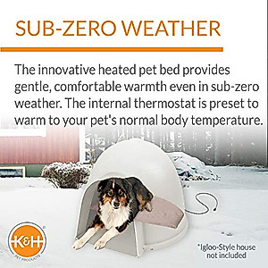 K&H Pet Products Lectro-Soft Igloo Style Dog Bed Brown Large 17.5 X 30 Inches
