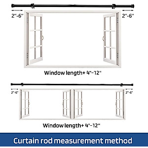 Standard Decorative Window Curtain Rods 30 to 45 Inch,5/8 Inch Diameter Small Curtain Rod Set, Heavy Duty Drapery Rods with Brackets-Black