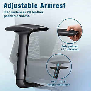 Furmax Ergonomic Office Chair, High Back Desk Chair with Adjustable Headrest, Lumbar Support and Armrests, Mesh Computer Chair with Clothes Hanger (Black)