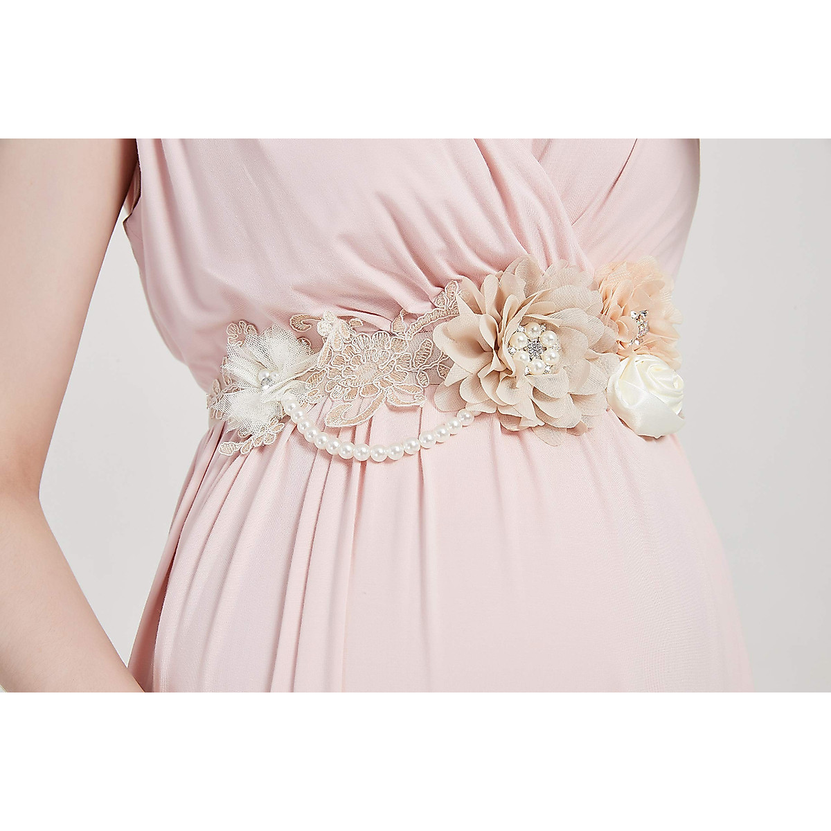 FANFAN Maternity Sash Belt Pregnant Wedding Sash Belt Bridal Sash Belts Y01 (champange)