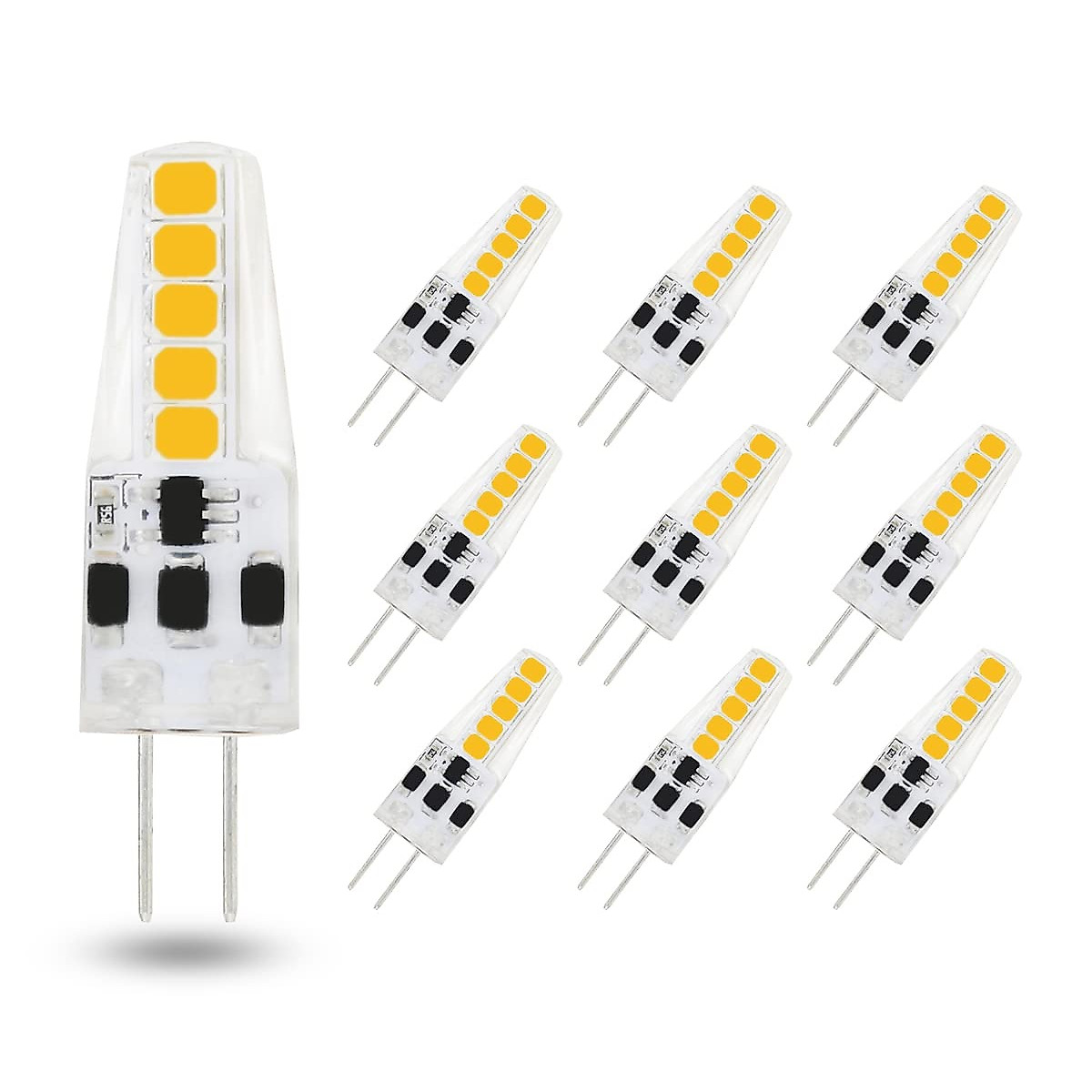 Lamsky G4 LED Bulb, 2W, 20W Halogen Replacement, 3000K Warm White, 10-Pack, Dimmable, Dustproof, Shockproof