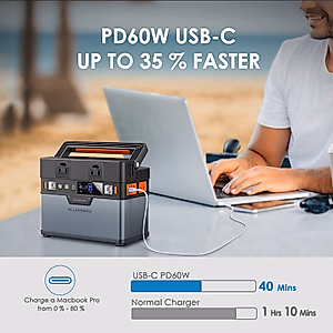 ALLPOWERS Portable Power Station 300W, 288Wh Portable Power Source, 110V/78000mAh Backup Battery Power Supply with Pure Sine Wave, Solar Generator for Outdoors Camping Travel RV Emergency