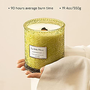 LA JOLIE MUSE Fir & Cedarwood Scented Candle, 19.4 Oz Large Winter Holiday Gift Candle, Wood Wicked Candle for Home Scented, Long Burning Glass Jar Candle