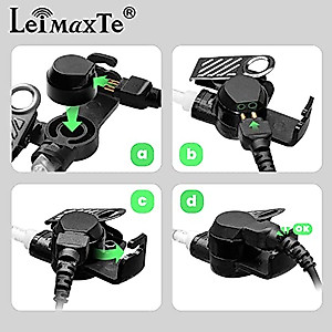 LEIMAXTE RDM2070D Earpiece for Motorola,Compatible CLS1110 CLS1410 CP185 CP200D RDU4100 2 Way Radio Headset with Mic PTT 2 Pin FBI Security Acoustic Tube Surveillance e Walkie Talkie Headphone