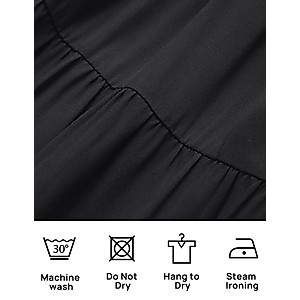 ZESICA Women's 2025 Summer Casual Flutter Short Sleeve Crew Neck Smocked Elastic Waist Tiered Midi Dress,AllBlack,Medium