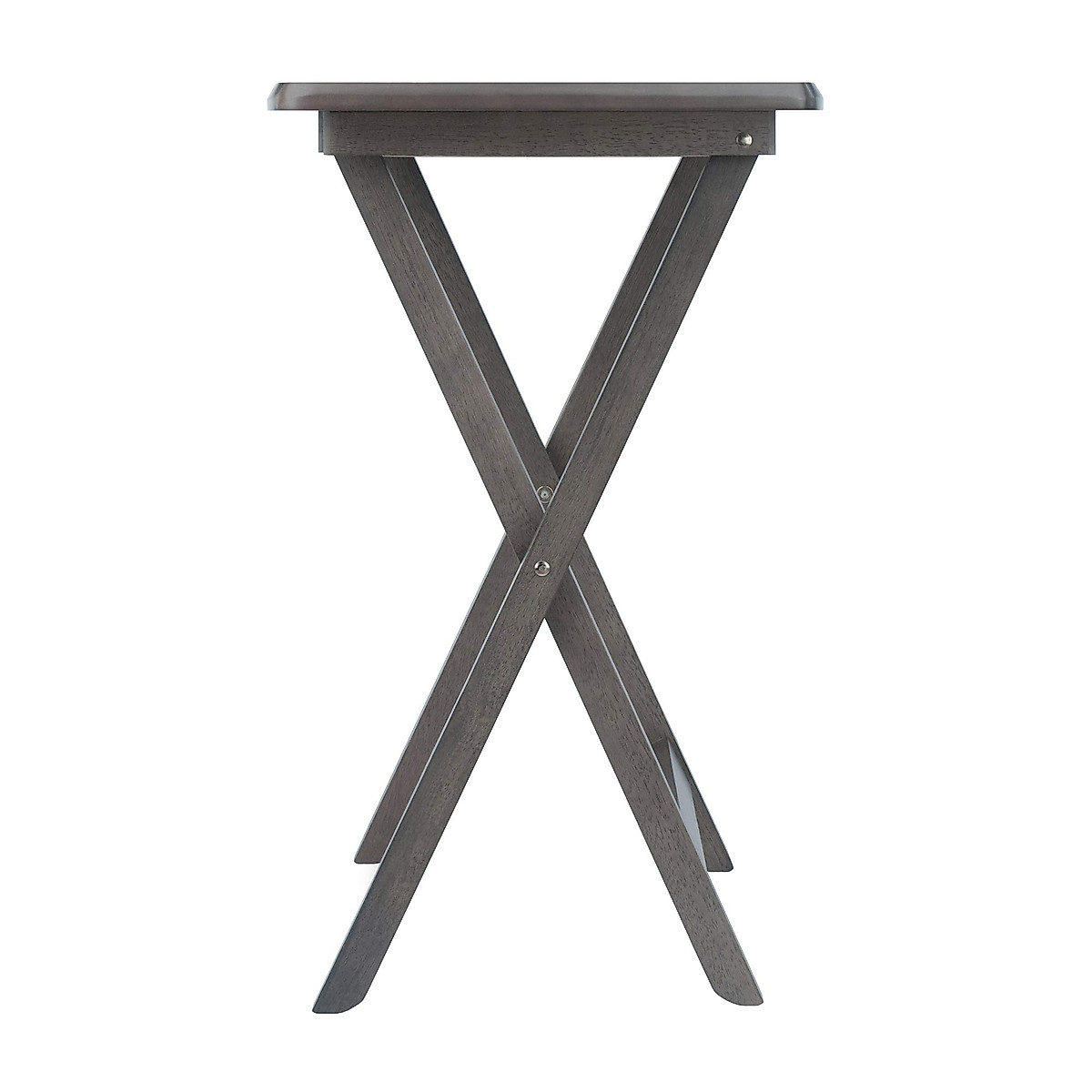 WINSOME Dorian Oversized Snack Table Set, Oyster Gray (Brown Base) (replace color may vary)., 23.62 x 15.75 x 25.51, 5pc