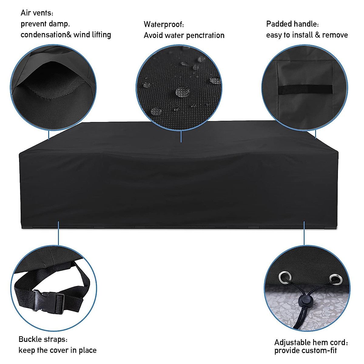 AKEfit Patio Furniture Set Cover Outdoor Sectional Covers，Outdoor Table Sofa Set Covers Waterproof Resistant Large Outdoor Furniture Set Covers,110" L x 84" W x 28" H