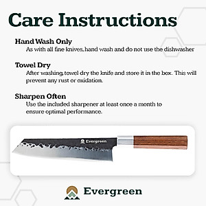 Evergreen 8” Professional Classic Chef Knife, Stainless Steel, Great for Paring, Dicing, Cutting with Octagon Wood Handle, Blade Sharpener and Gift Box