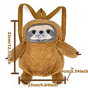 Mewcho 12.59” Sloth Stuffed Animal Backpack for Kids Plush Funny Cute Sloth Kawaii Small Bag School Backpack for Girls Boys Kids Toddler 3 Years Up