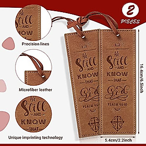 2 Pieces Christian Leather Bookmark Christian Faux Leather Bookmark Inspirational Bible Verse Quote Bookmark with Cord Tassel Religious Motivational Christian Bookmark for Women Men Church Supplies