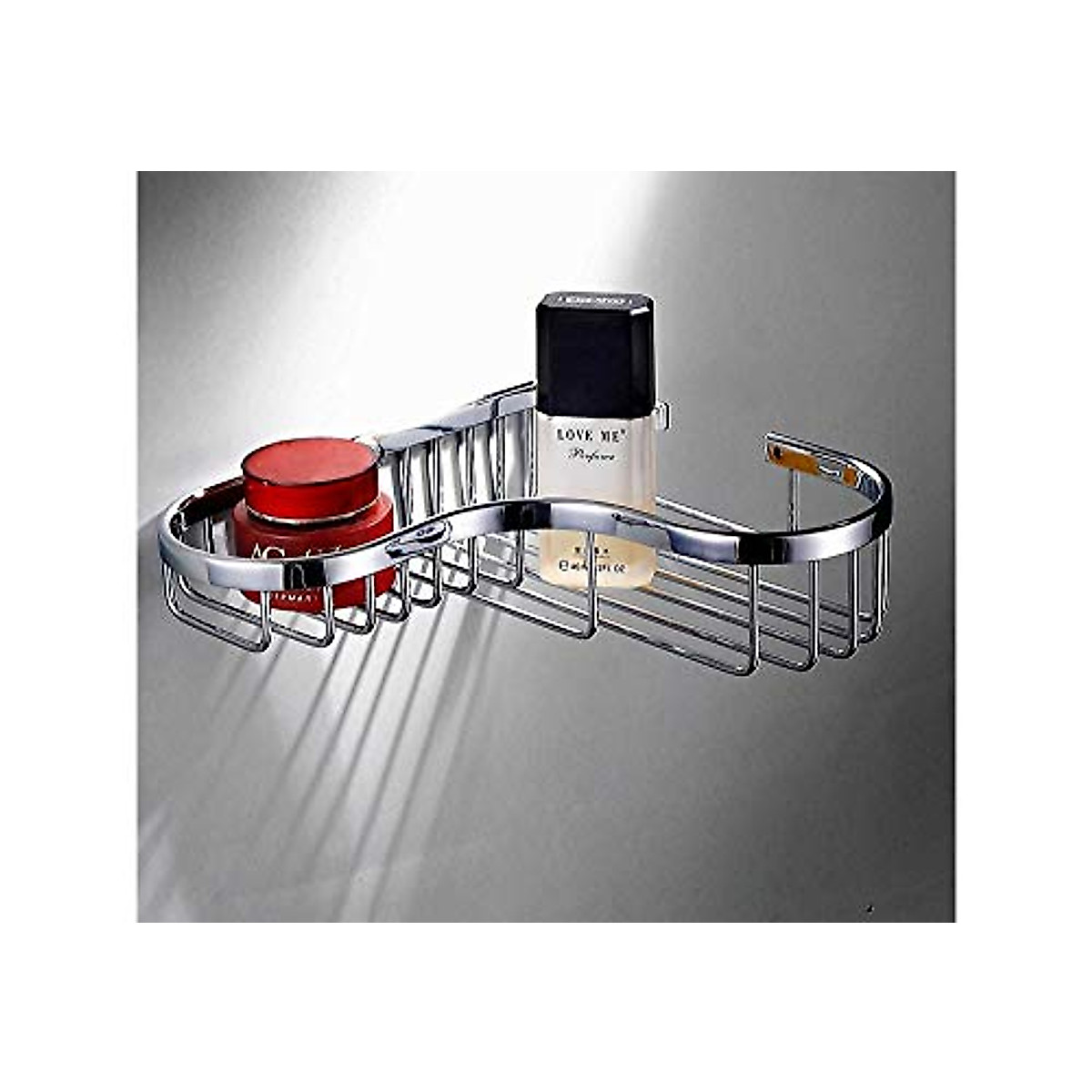 SANLIV Shower Caddy Basket,Corner Shower Shelf Soap Holder,Brass Wire Basket for Inside Shower Wall Storage Bathroom Organizer in Polished Chrome