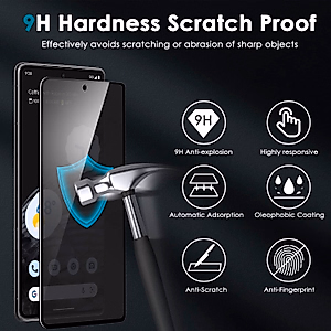 YWXTW [2 Pack] Privacy Screen Protector for Google Pixel 7 Pro,Tempered Glass Anti-Spy 9H Hardness Film for Google Pixel 7 Pro,HD Anti-Scratch Easy Install Bubble Free Case Friendly