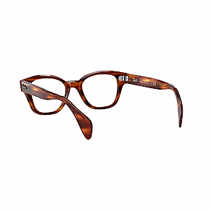 Ray-Ban RX0880 Square Prescription Eyewear Frames, Striped Havana/Demo Lens, 52 mm