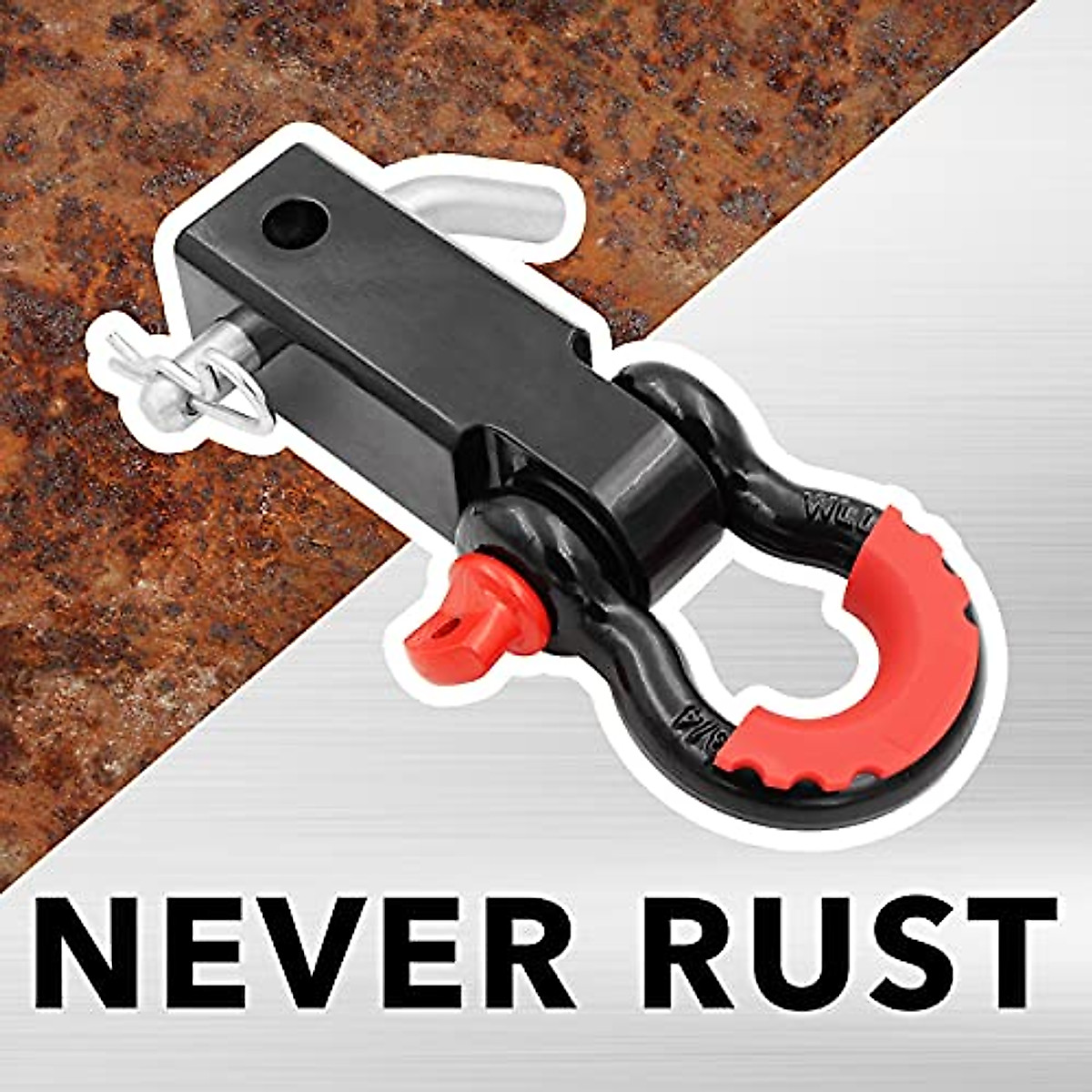 Shackle Hitch Receiver, 2 inch 42000 Lbs Maximum Break Strength, Solid with 3/4'' D Ring, Heavy Duty Towing Hitch Receivers, Never Rust, Best Towing Accessories for Vehicle Recovery Off-Road