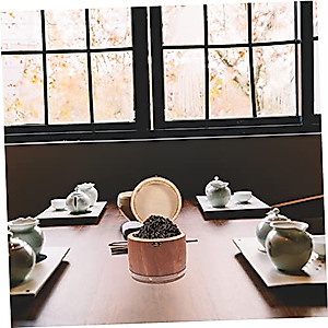 Cabilock 1pc Multi-functional Natural Can Barrel Creative Sealing Snack Sugar Container Jars Light Jar Bag L Wood Airtight Cover Food Nuts Empty Lids Cellars Wooden Holder Candy