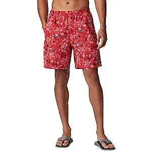 Columbia PFG Men’s Super Backcast Water Shorts, Quick Dry, Sun Protection, Red Spark Americana Fishing Print, Medium