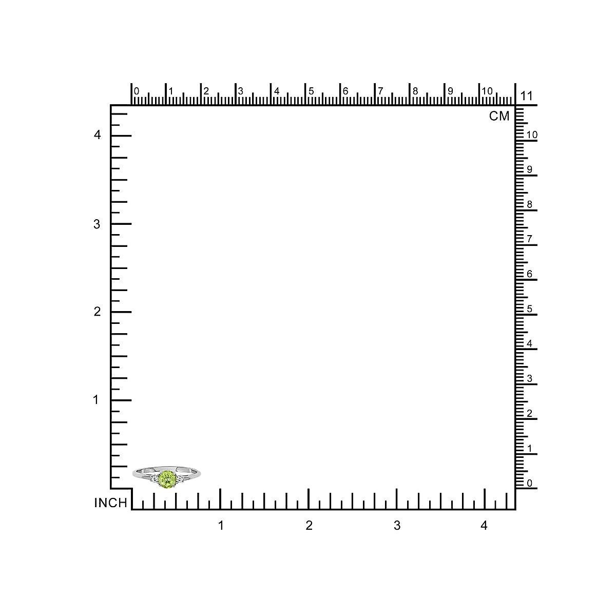 Silvershake Petite Natural Peridot and White Topaz 925 Sterling Silver Promise Ring Size 7