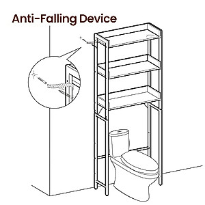 VASAGLE Over The Toilet Storage, 3-Tier Bathroom Storage Shelf, Over Toilet Bathroom Organizer, Rustic Brown and Black UBTS002B01