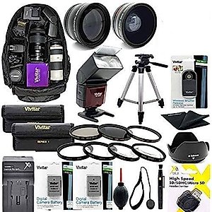 All You Need Accessory KIT for Canon EOS Rebel T5 T6 KIT Including Lenses Flash Batteries Full Size Tripod Backpack