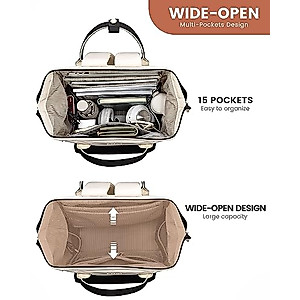 LOVEVOOK Laptop Backpack for Women Teacher Nurse Bag, 15.6 Inch Womens Work Bags, Waterproof Travel Backpack Purse, Business Computer Laptop Bag with USB Port, Black