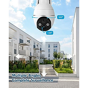 Recacam Solar Security Cameras Wireless Outdoor, 2K 355° PTZ Outdoor Camera Wireless, 2.4G Wi-Fi Cameras for Home Security with PIR, 2-Way Talk, IP65, 4dbi, Spotlight/Siren, Color Night Vision