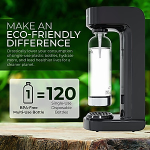 Soda Maker with BPA Free Bottle - CO2 Powered One Touch Fizz Control - Fresh Sparkling Water Maker - Homemade Sparkle Seltzer Streaming Machine, Carbonated Water Machine for Home [C02 NOT INCLUDED]