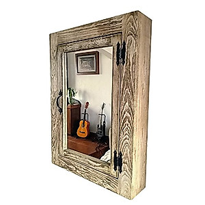 Solid Wood Whitewash Rustic Medicine Cabinet/Surface Mount/Handmade