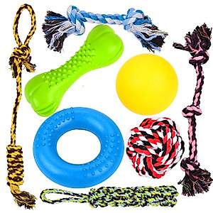 Youngever 8 Durable Dog Chew Toys, Puppy Toys, Dog Rope Toys Value Pack, Puppy Teething Toys for Small and Medium Dogs