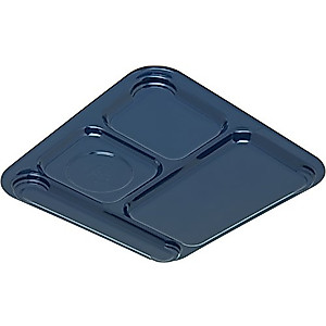 Carlisle FoodService Products Melamine Right-Hand 4-Compartment Tray, 10x9.75 Inches, Dark Blue