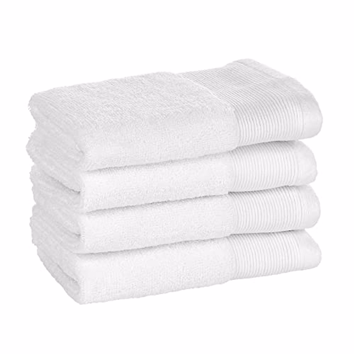 Nate Home by Nate Berkus 100% Cotton Terry 4-Piece Washcloth Set | 608 GSM, Ultra Soft, Thick, and Absorbent for Bathroom from mDesign - Set of 4, Snow (White)
