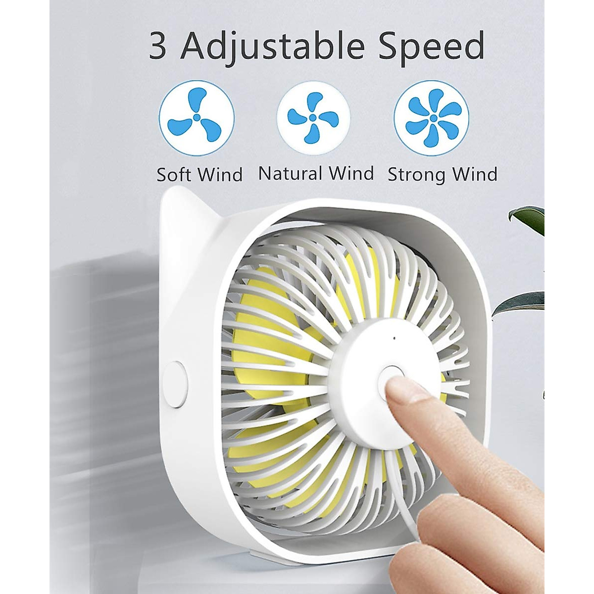 Personal Desk Fan Small Quiet USB Plug in, Mini Portable Table Fans for Sleeping Bedroom Nightstand, 3 Speeds Adjustable, Rotatable, Anti-slip, Fast Cooling for Home Office Dorm Work Travel (Blue)