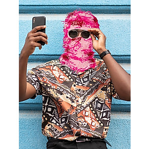 MGBPEI 1 Pack Distressed Balaclava Ski Mask for Men/Women Knitted Full Face Ski Mask Windproof Neck Warmer