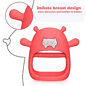 Towwi Teething Toys for Babies 0-6 Months Never Drop Hippo Teething Toys for Babies 6-12 Months Infants, Baby Chew Toys for Sucking Needs, Hand Pacifiers Baby Toys 6 to 12 Months