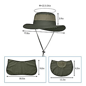 3 Pack Mens Outdoor Wide Brim Fishing Hat,UPF 50+ Sun Protection Cap with Face Neck Flap for Hiking & Garden (3 Pack-Dark Grey＆Light Grey＆Army Green)