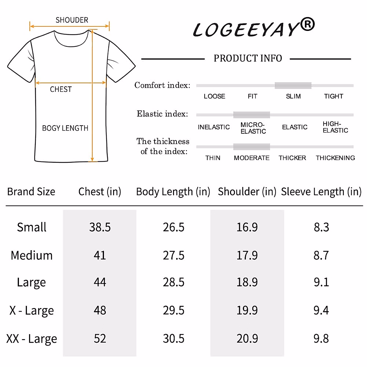 LOGEEYAR Mens Premium Fitted Short-Sleeve Contrast Color Stitching T-Shirt (M, Navy Blue)