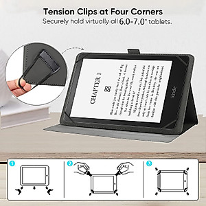 pudazvi Pudazvi Case for 6",6.8",7" Kindle/Kindle Paperwhite/Kobo/Nook/Tolino/E-Book Tablet,Universal 6-7 inch Tablet Case with 360 Degree Rotatable Kickstand Multiple Viewing,Flower Grass