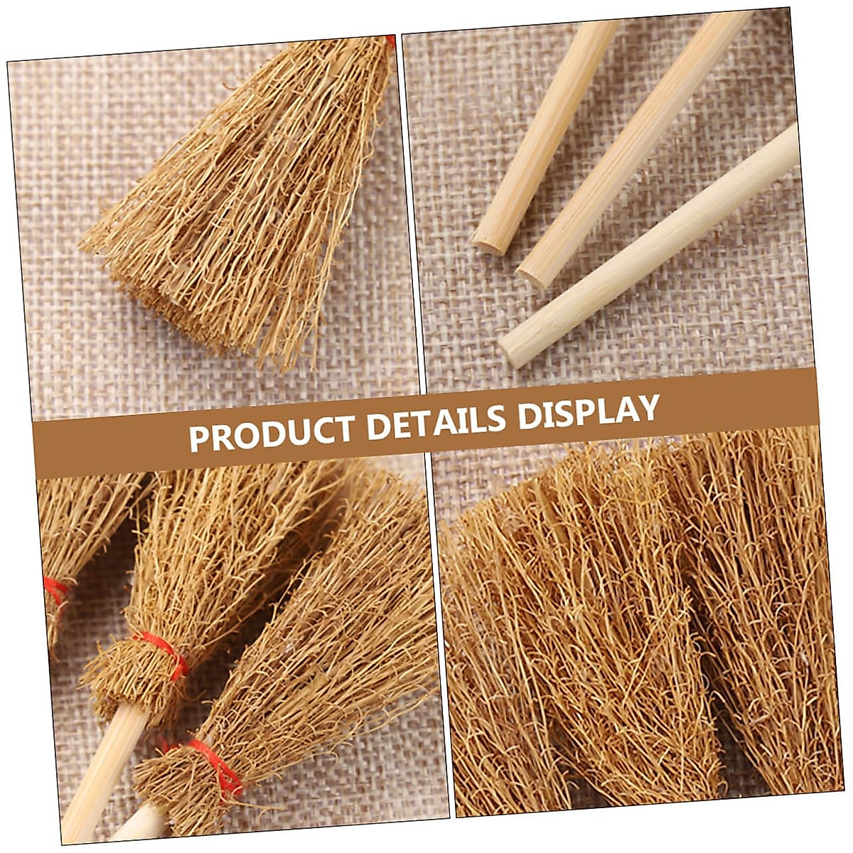 WOONEKY 72 Pcs Mini Red Rope Broom 24pcs (Large Broom) Mini Witches Broomsticks Mini Cinnamon Brooms Stick Halloween Decorations Wizard Flying Broom Witch Broom Decoration Brown Pine Wood