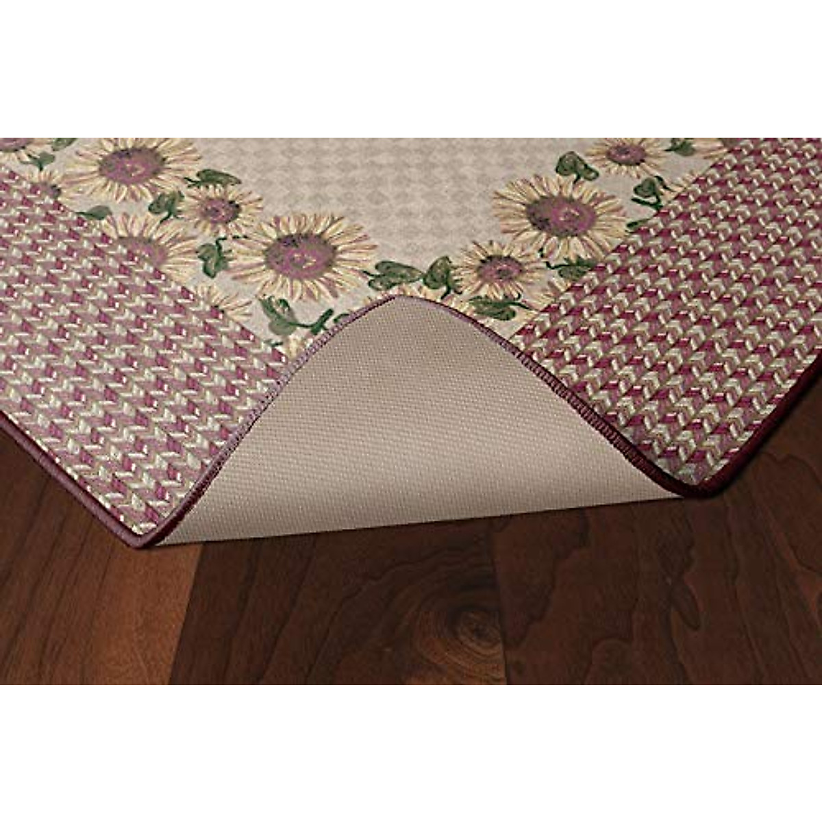 Brumlow MILLS Sunflower Braid Printed Pattern Rustic Floral Area Rug for Kitchen, Entryway, Bathroom Mat and Home Décor, 5' x 8', Sunset