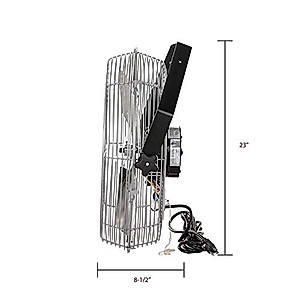 TPI Corporation U18-TE Series Industrial Mounted Workstation Fan, Versatile Wall or Ceiling Mount Fan, 3 Speed Motor, 120 Volt, 10' Cordset, Pull Chain Switch