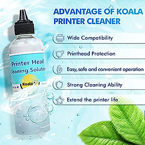 Koala Printhead Cleaning Kit, Printer Cleaning Kit 120ml Compatible with Epson/Canon/Brother/HP Inkjet Printers ET-2720 ET-2803 ET-4800 ET15000 WF7710 XP4105 etc.